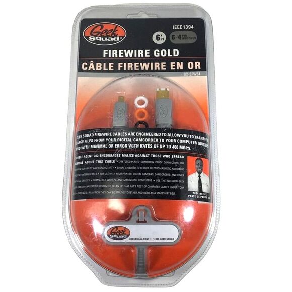 Cell Phones & Accessories | Geek Squad Firewire Gold Cable Ieee 1394 6 ...